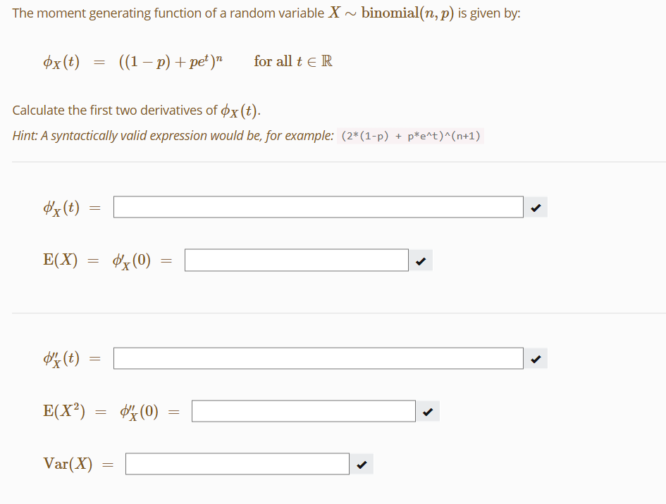 Solved The moment generating function of a random variable | Chegg.com