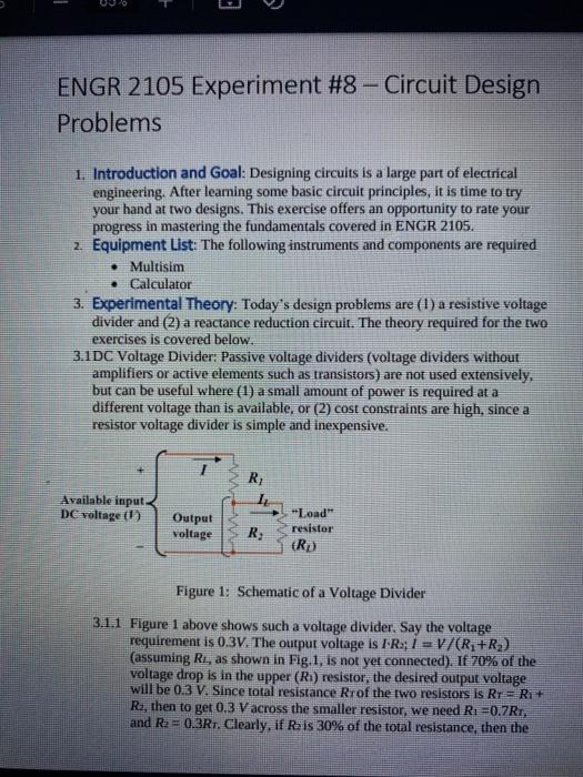 Solved 3 ENGR 2105 Experiment #8 - Circuit Design Problems | Chegg.com