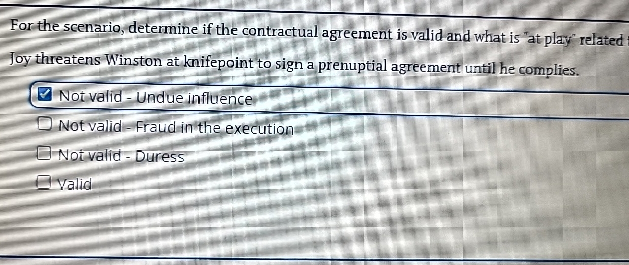 Solved For the scenario, determine if the contractual | Chegg.com
