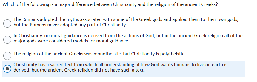 Solved Christianity has a sacred text from which all | Chegg.com