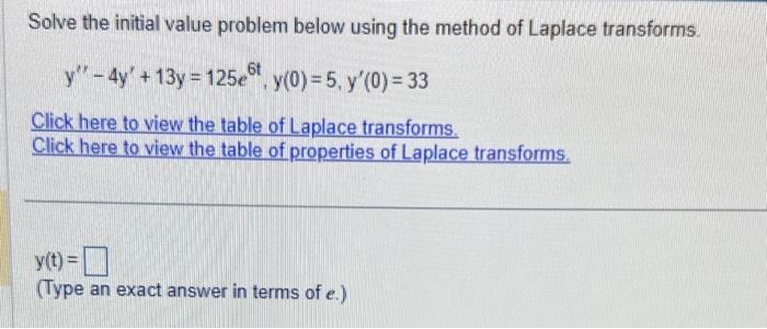Solved Solve the initial value problem below using the | Chegg.com