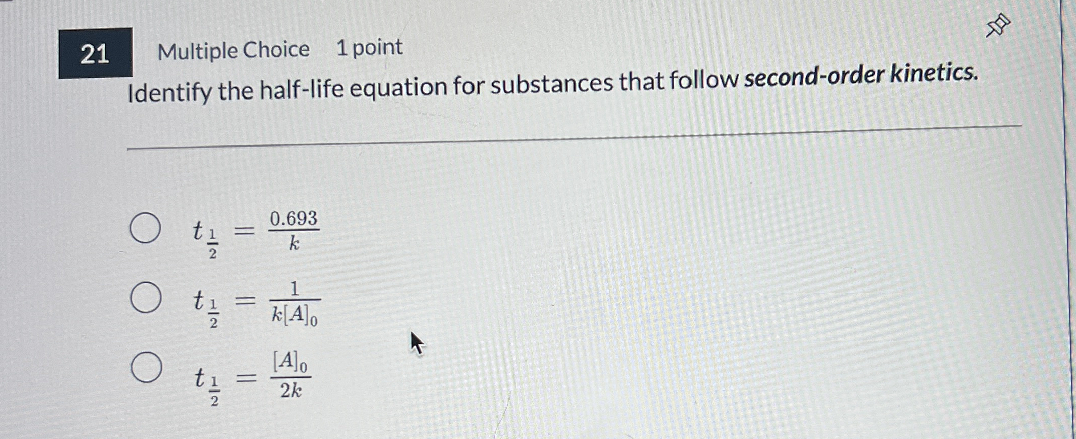 Solved 21Multiple Choice 1 ﻿pointIdentify the half-life | Chegg.com