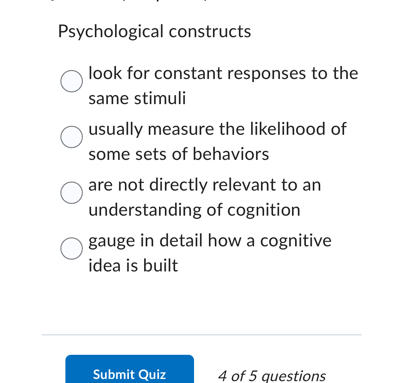 Solved Psychological constructslook for constant responses | Chegg.com