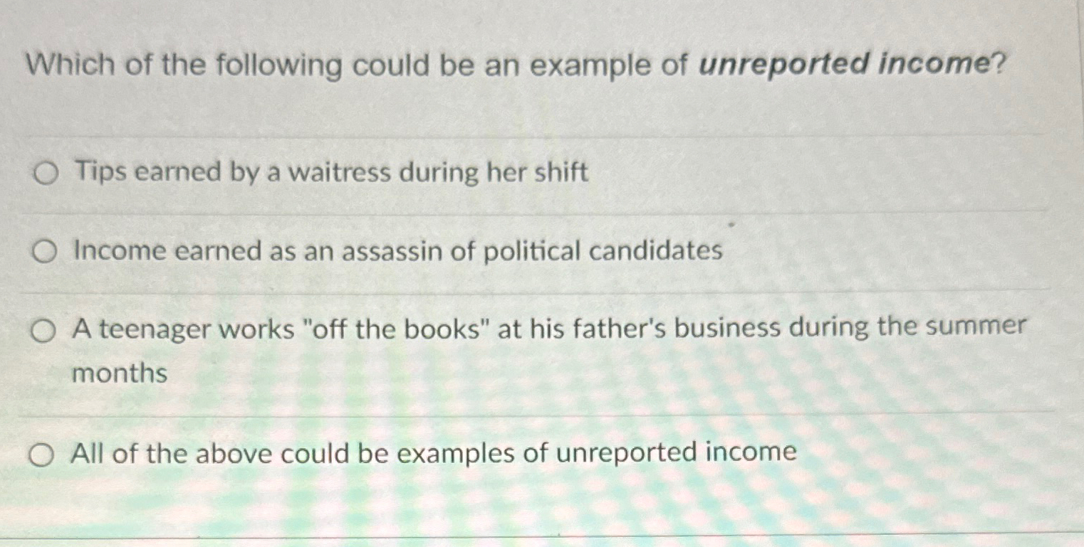 Solved Which of the following could be an example of | Chegg.com