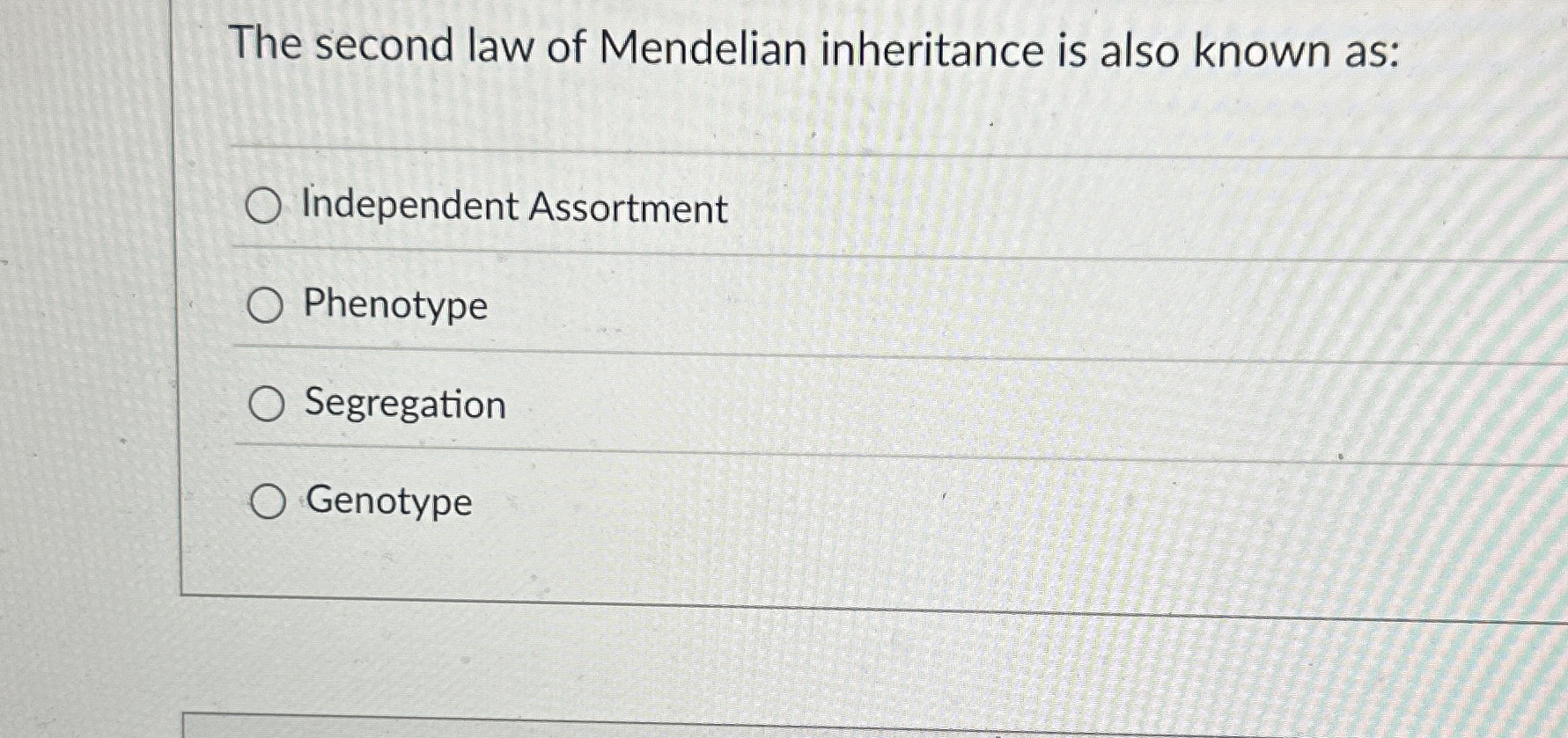 Solved The second law of Mendelian inheritance is also known | Chegg.com