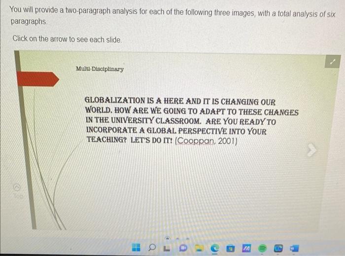 You will provide a two-paragraph analysis for each of | Chegg.com