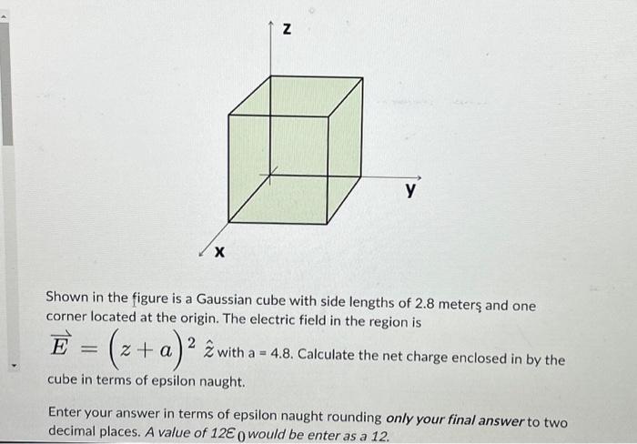 Solved Shown in the figure is a Gaussian cube with side | Chegg.com