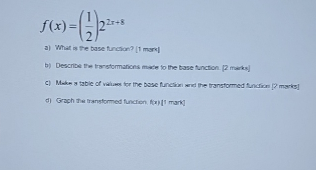 Solved f(x)=(12)22x+8a) ﻿What is the base function?[1. | Chegg.com