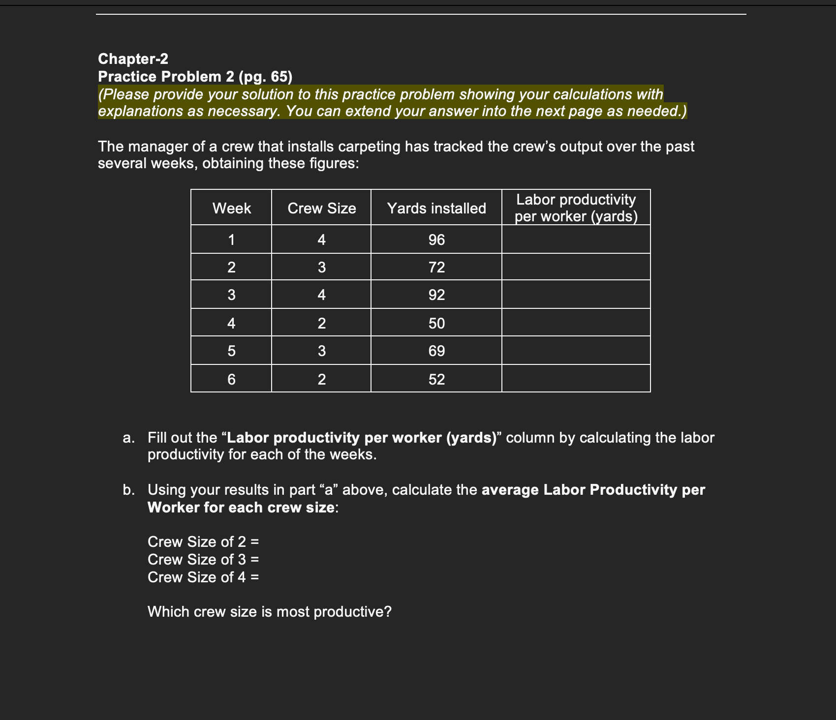 Solved Chapter-2Practice Problem 2 (pg. 65)(Please provide | Chegg.com