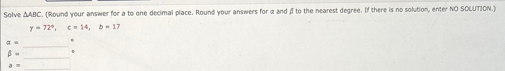 Solved Solve ????ABC. (Round your answer for a to one | Chegg.com