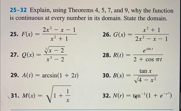 25 32 Explain Using Theorems 4 5 7 And 9 Why The