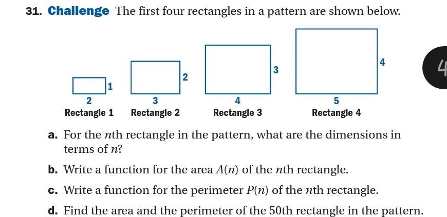 Solved 31. Challenge The first four rectangles in a pattern | Chegg.com