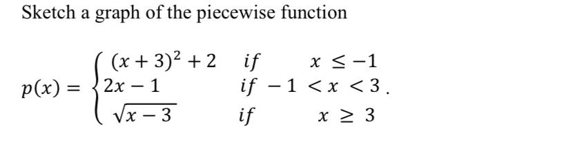 Solved Sketch a graph of the piecewise | Chegg.com