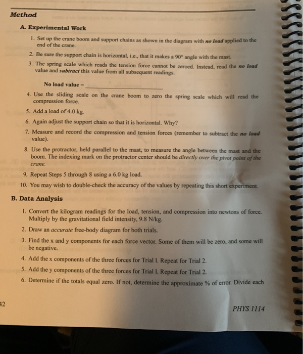 Response Sheet Experiment 116 Crane Boom Analysis | Chegg.com