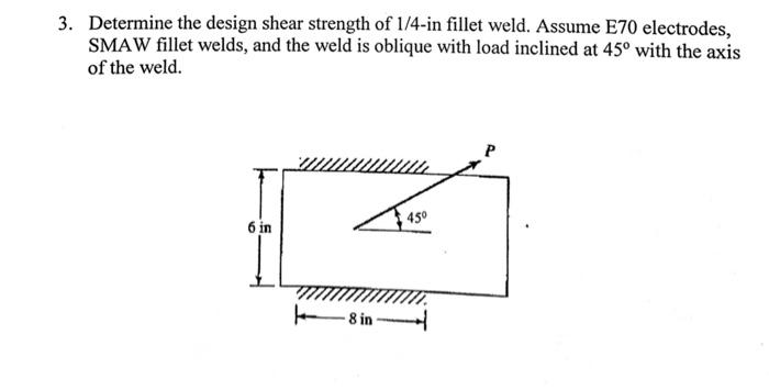 Solved 3. Determine the design shear strength of 1/4-in | Chegg.com