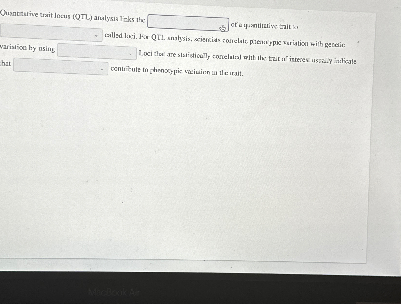 Solved Quantitative trait locus (QTL) ﻿analysis links the of | Chegg.com