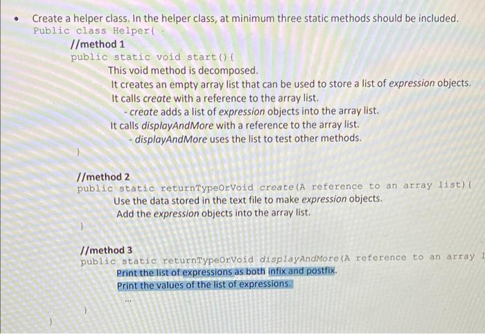 Solved Create a helper class. In the helper class, at | Chegg.com