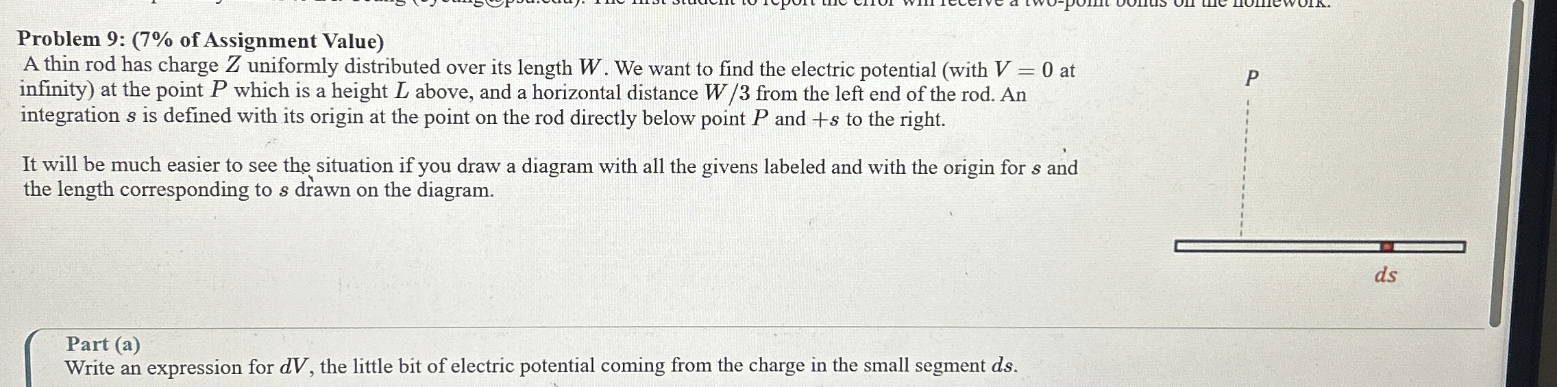 Solved Problem 9: (7% ﻿of Assignment Value)A thin rod has | Chegg.com