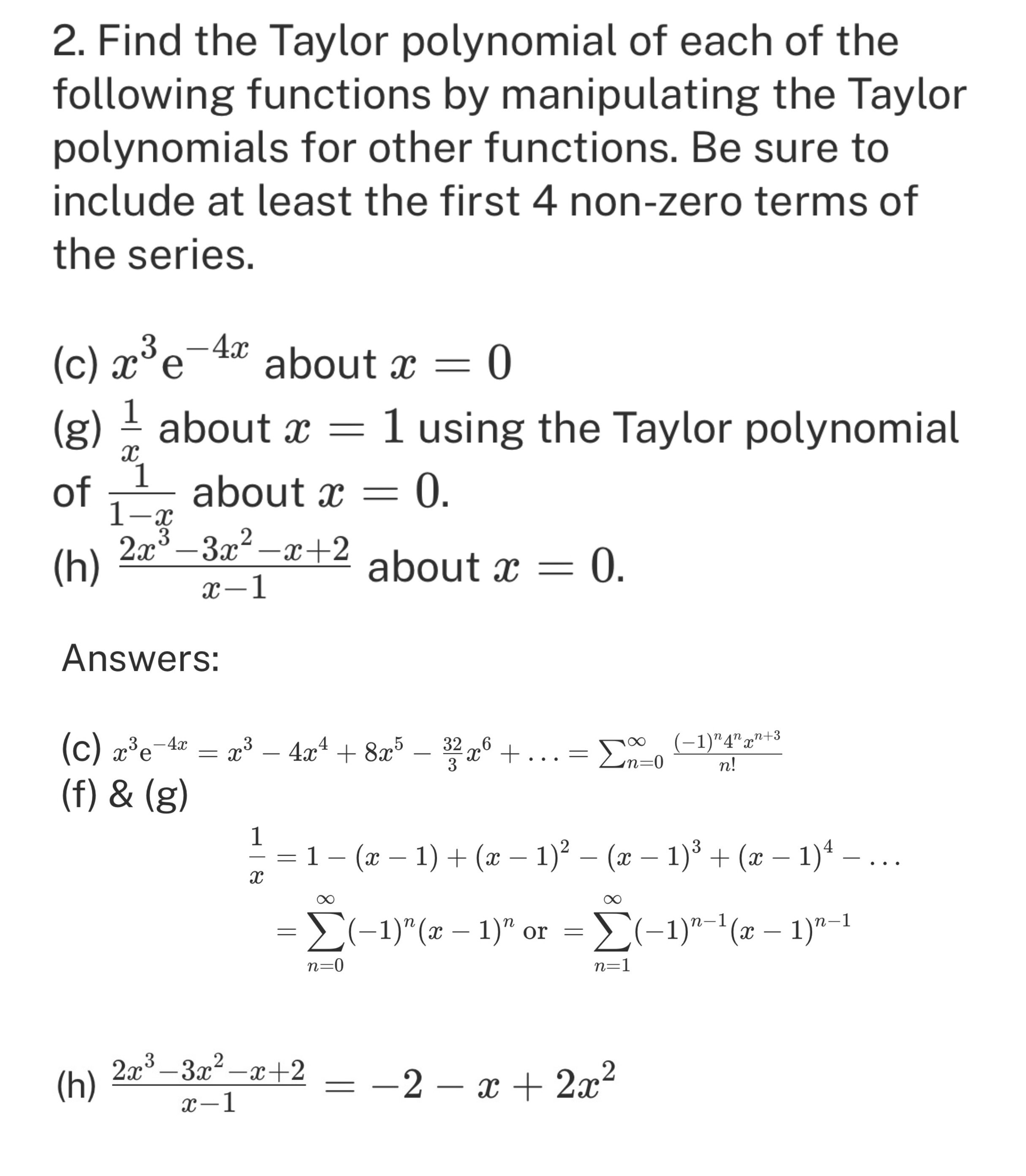 Solved Find the Taylor polynomial of each of thefollowing | Chegg.com