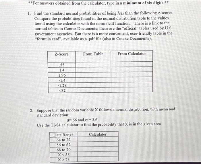 Solved Find the standard normal probabilities of being less | Chegg.com