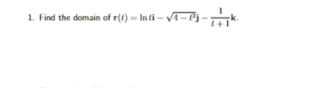 Solved Find the domain of r(t)=lnti-4-t22j-1t+1k. | Chegg.com