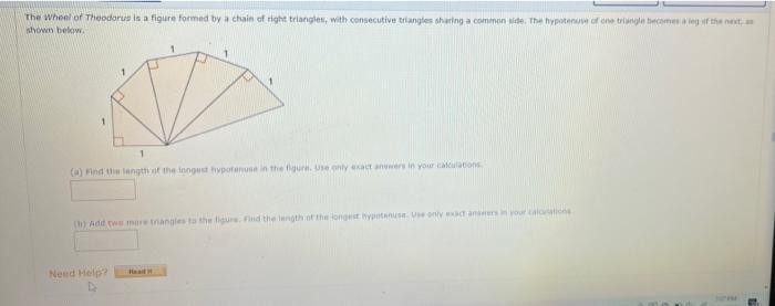 Solved The Wheel of Theodorus is a figure formed by a chain | Chegg.com