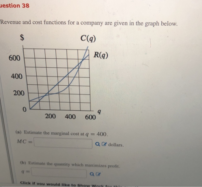Solved estion 38 Revenue and cost functions for a company | Chegg.com