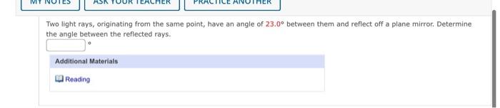 Solved Two light rays, originating from the same point, have | Chegg.com