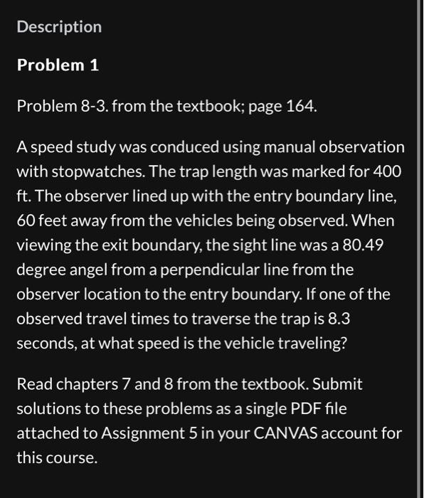 Solved Problem 8-3. from the textbook; page 164. A speed | Chegg.com