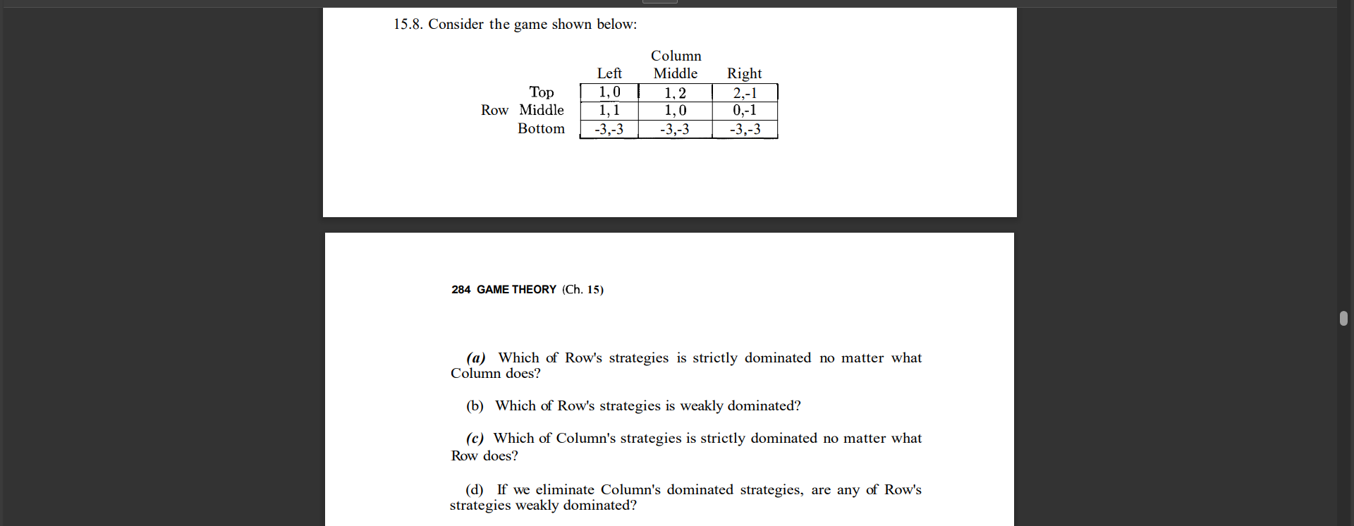 Solved 15.8. ﻿Consider the game shown below:284 ﻿GAME THEORY | Chegg.com