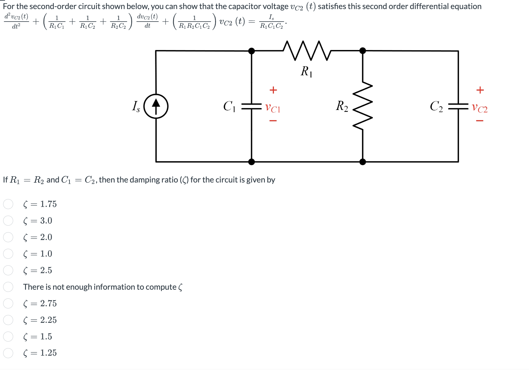 Solved For the second-order circuit shown below, you can | Chegg.com