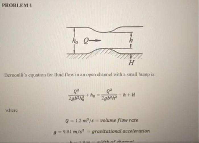 Solved PROBLEM Bernoulli's equation for fluid flow in an | Chegg.com