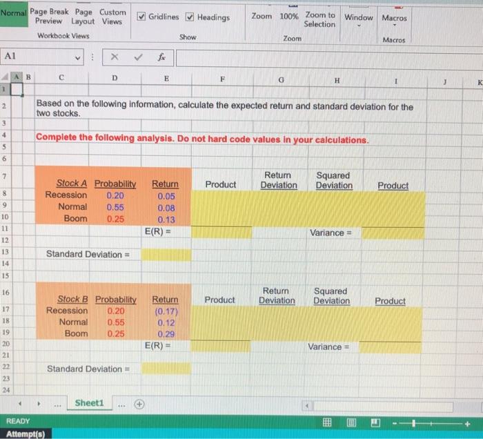 Solved Gridlines Headings Normal Page Break Page Custom | Chegg.com