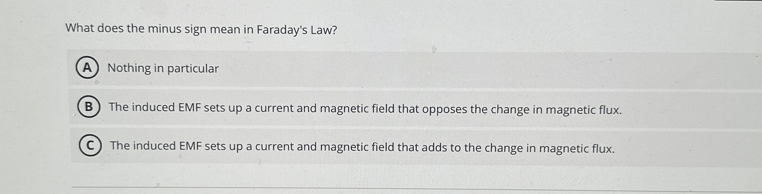 Solved What does the minus sign mean in Faraday's | Chegg.com