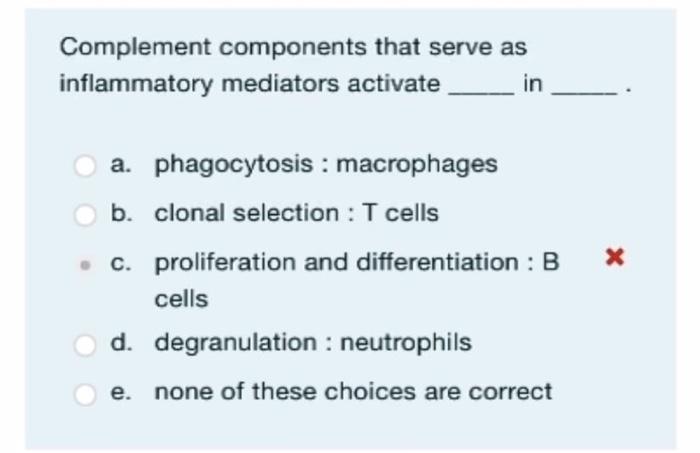 Solved Complement components that serve as inflammatory | Chegg.com