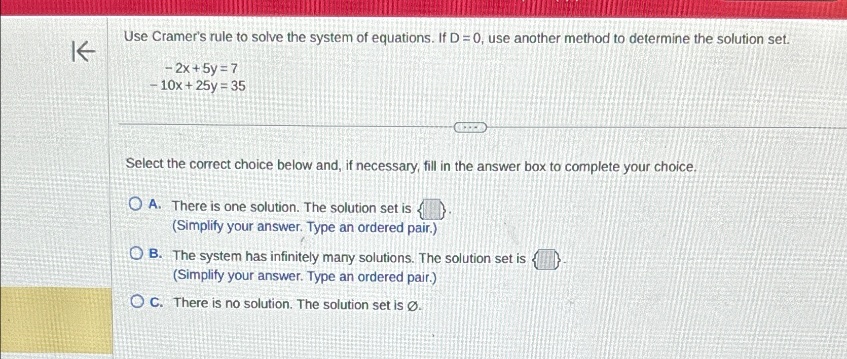 Solved Use Cramer's rule to solve the system of equations. | Chegg.com