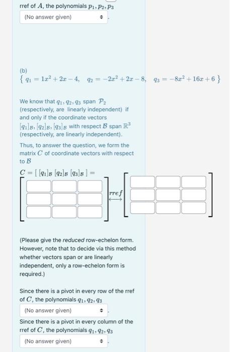 Solved Let B={x2,x,1}, a basis of P2. In parts (a) and (b) | Chegg.com