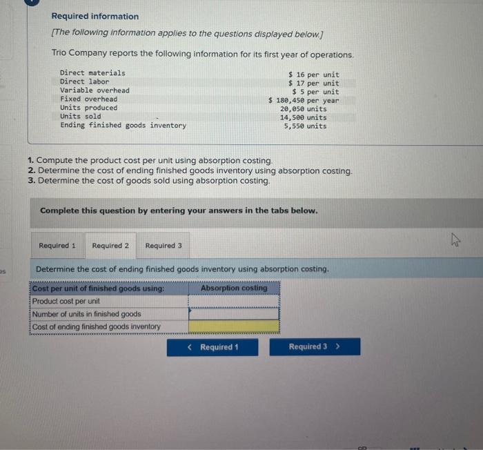 Solved Required information [The following information | Chegg.com
