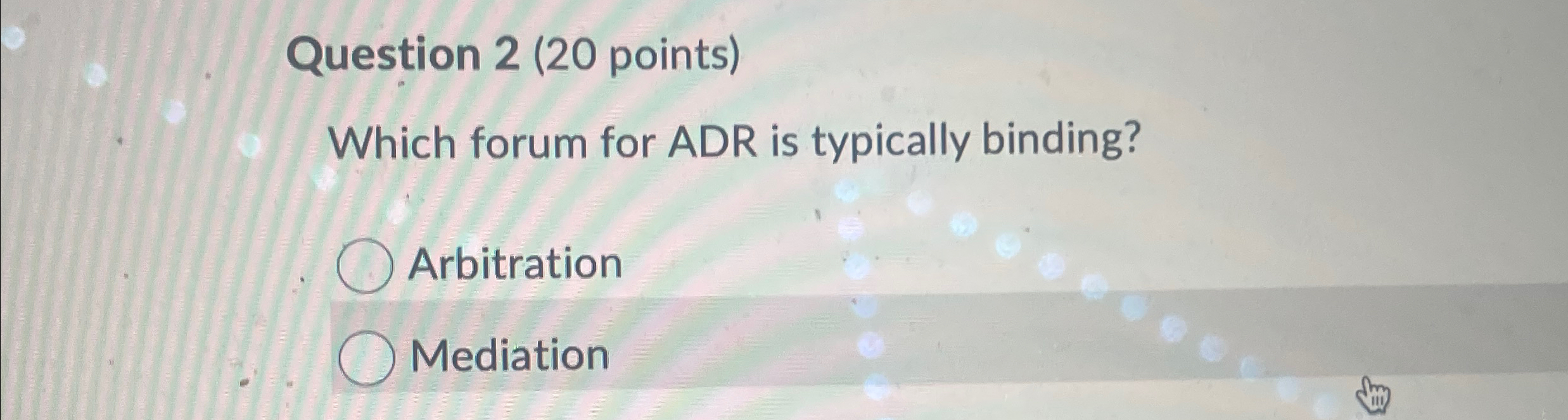 Solved Question 2 (20 ﻿points)Which forum for ADR is | Chegg.com