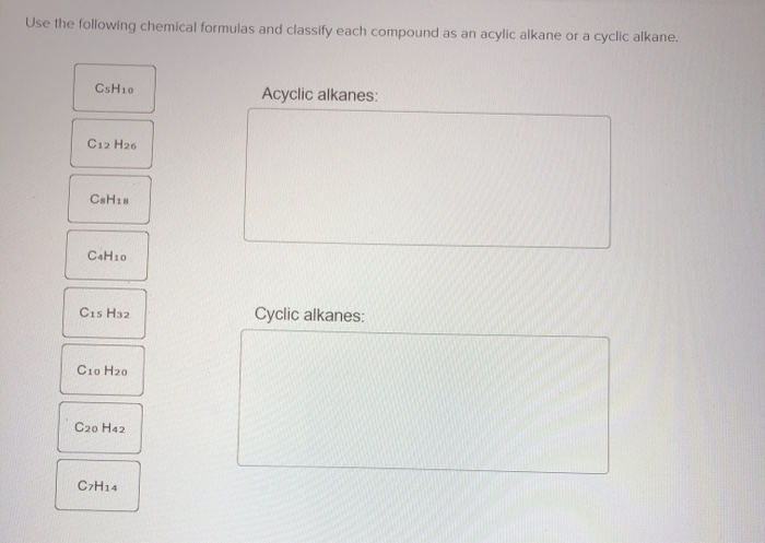 Solved Use the following chemical formulas and classify each | Chegg.com