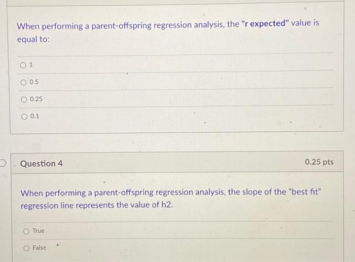 Solved When performing a parent-offspring regression | Chegg.com