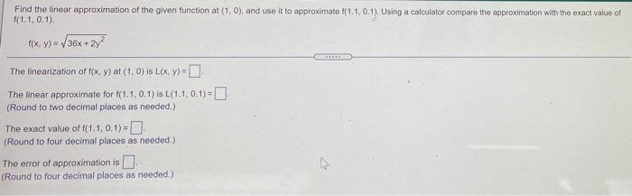 Solved Find the linear approximation of the given function | Chegg.com
