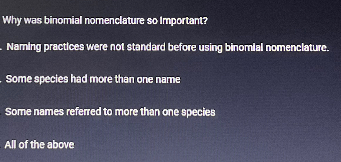 Solved Why was binomial nomenclature so important?Naming | Chegg.com