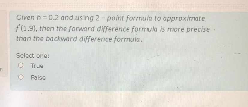 Solved Given h=0.2 ﻿and using 2 - ﻿point formula to | Chegg.com
