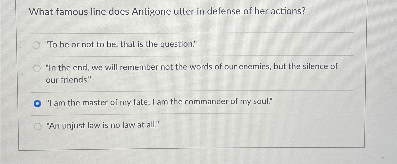 Solved What famous line does Antigone utter in defense of | Chegg.com