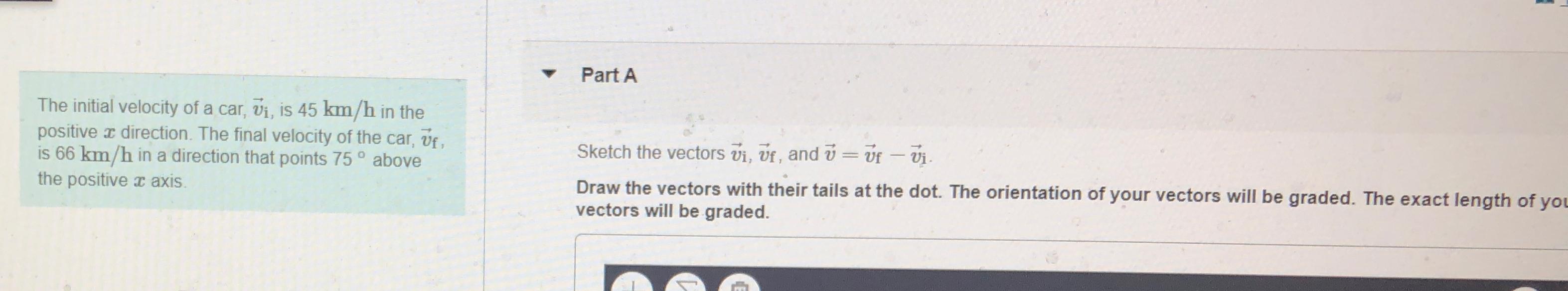 Solved Part AThe initial velocity of a car, vec(v)i, ﻿is | Chegg.com