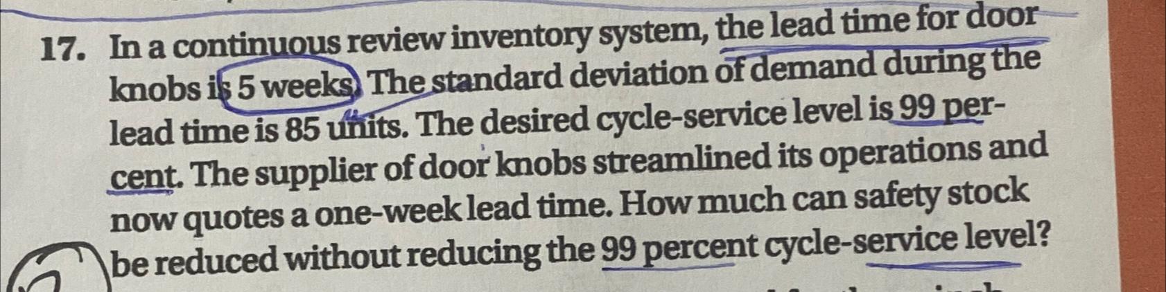 Solved In a continuous review inventory system, the lead | Chegg.com
