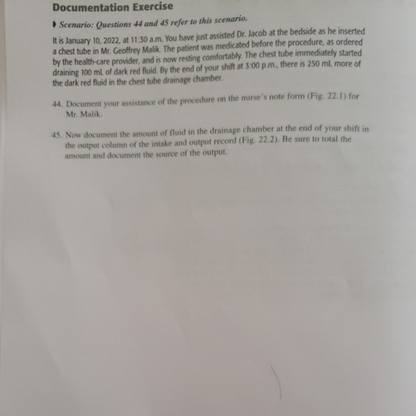 Solved Documentation Exercise Scenario: Questions 44 and 45 | Chegg.com