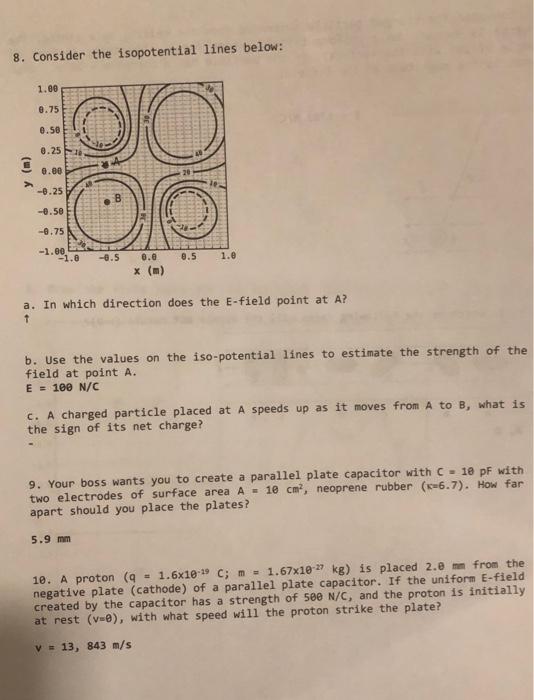Solved 8. Consider the isopotential lines below: a. In which | Chegg.com