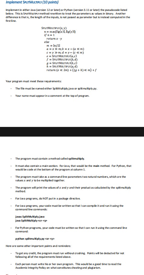Solved Implement SPUTMULTTPLY Implement in elther Java | Chegg.com